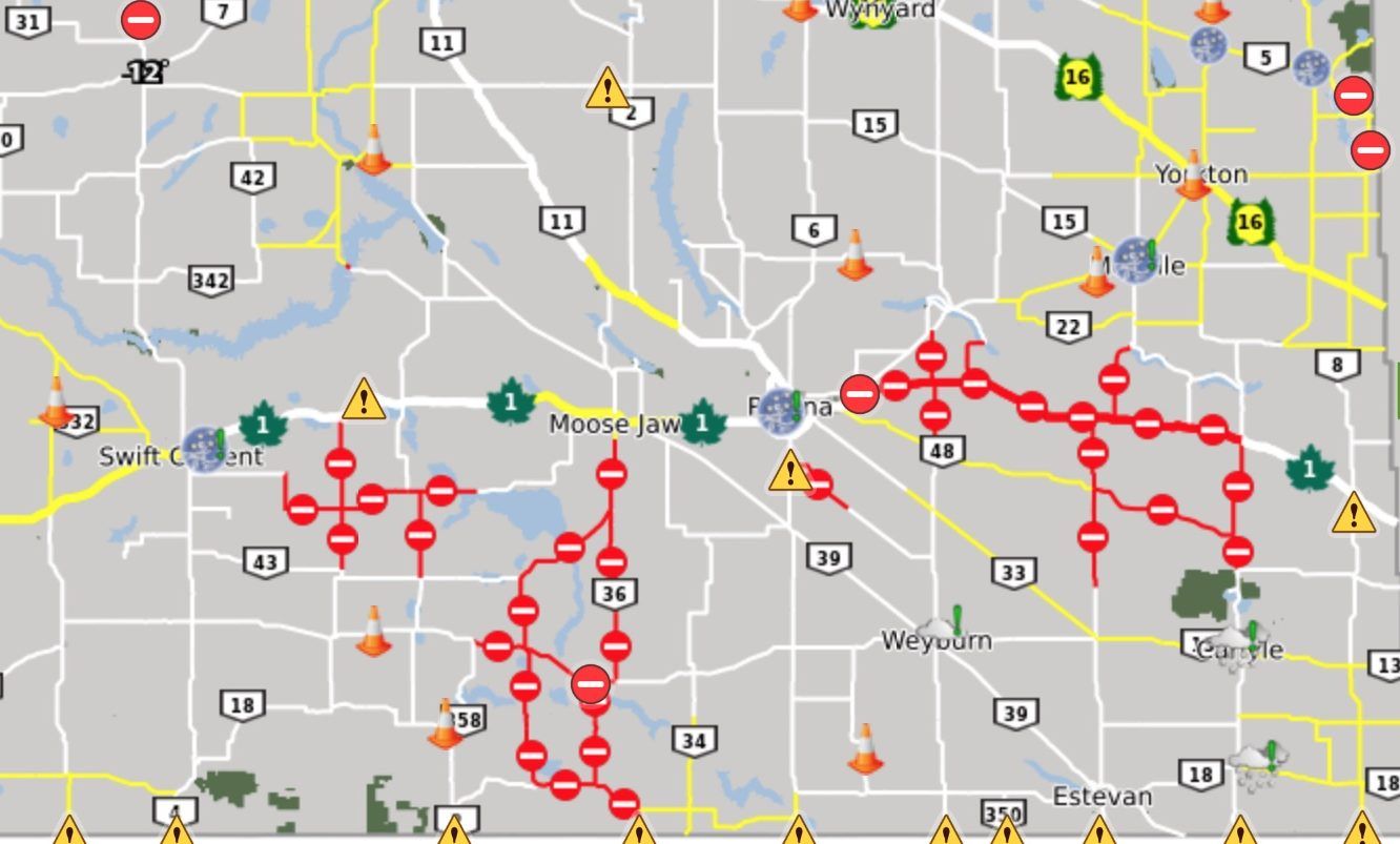 Blowing snow causes dangerous road conditions in southern Sask ...