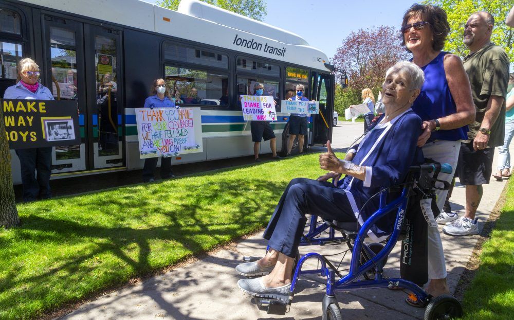 London Transit's female bus drivers salute their pioneer for her 77th ...