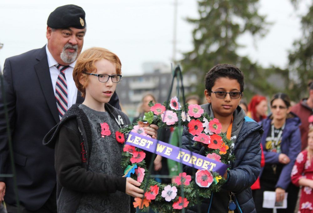 REMEMBRANCE DAY: Children lay wreaths at ceremony among veterans ...