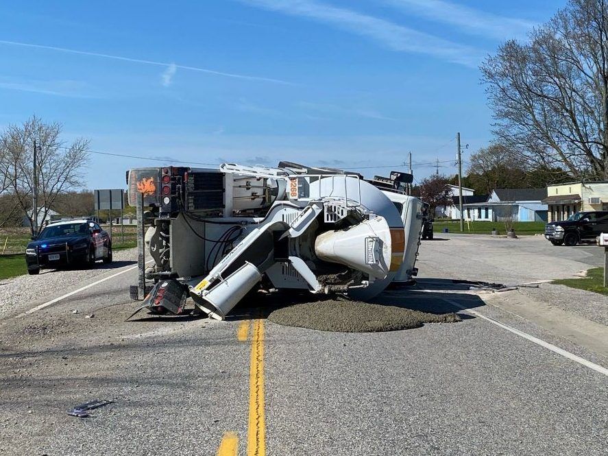 Driver of concrete truck injured in crash that toppled vehicle: OPP ...