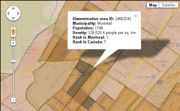 Making a map of Montreal dissemination blocks using census data ...