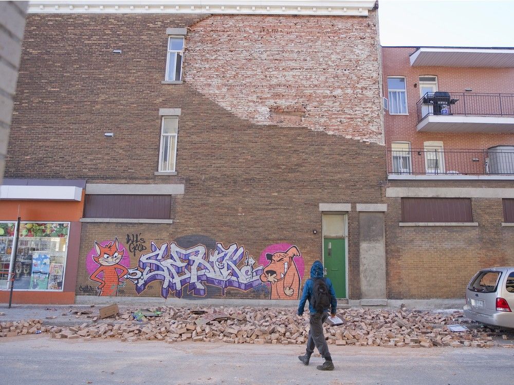 Two brick walls collapse during Montreal wind storm | Montreal Gazette