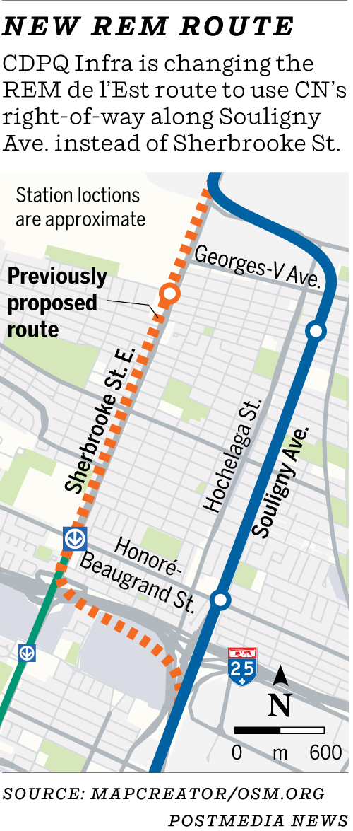 Proposed REM de l'Est to be rerouted along existing rail corridor ...