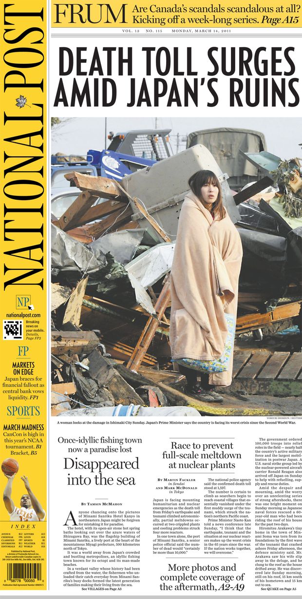 National Post front page for March 14, 2011 | National Post