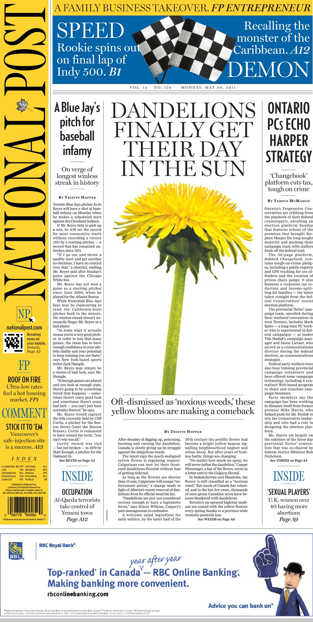 National Post front page for May 30, 2011 | National Post