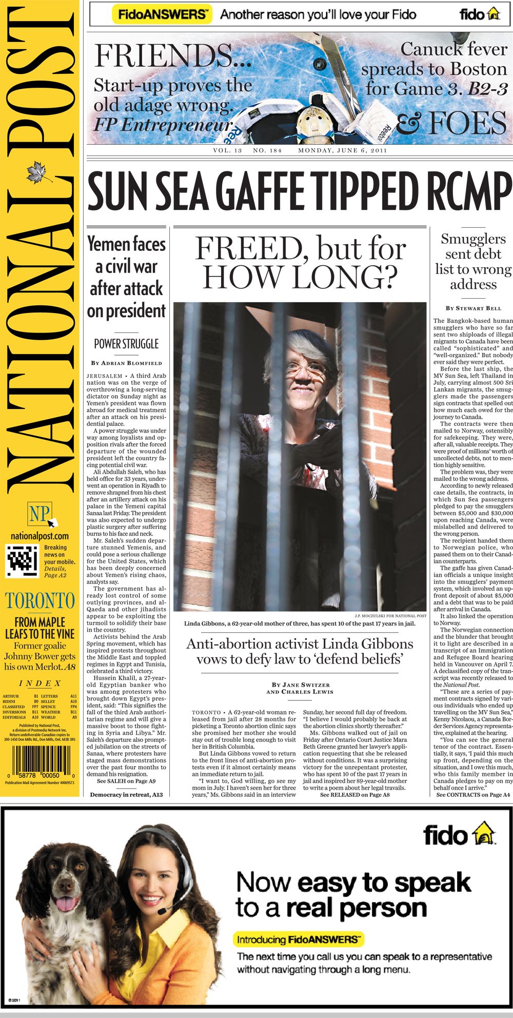 National Post front page for June 6, 2011 | National Post