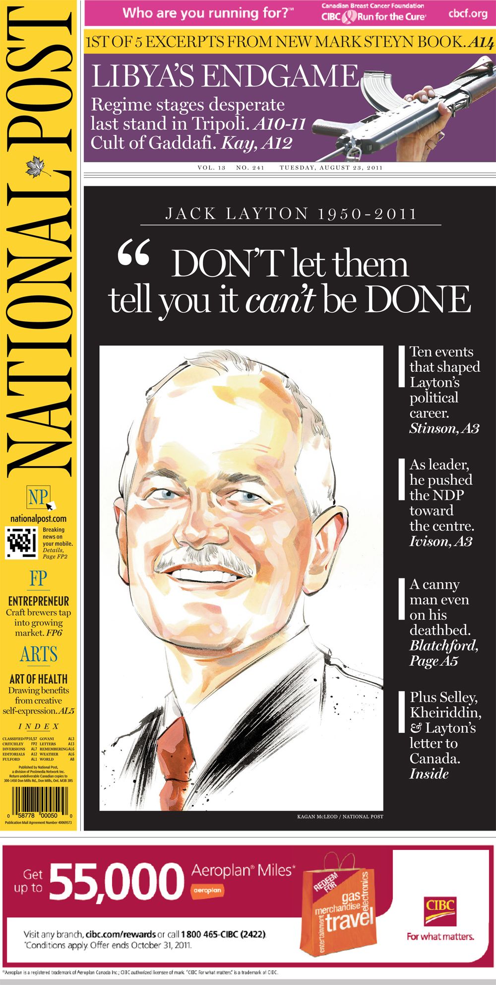 National Post front page for August 23, 2011 | National Post