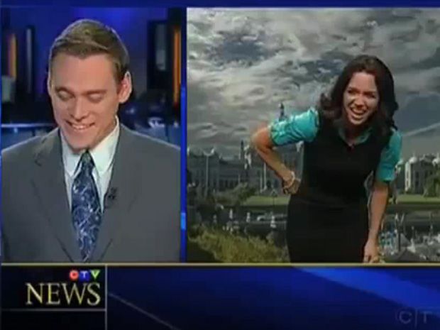 CTV anchorman Andrew Johnson propositions weather host live on air ...