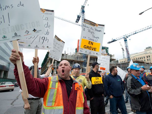 Quebec construction workers on strike after accusing provincial body of ...
