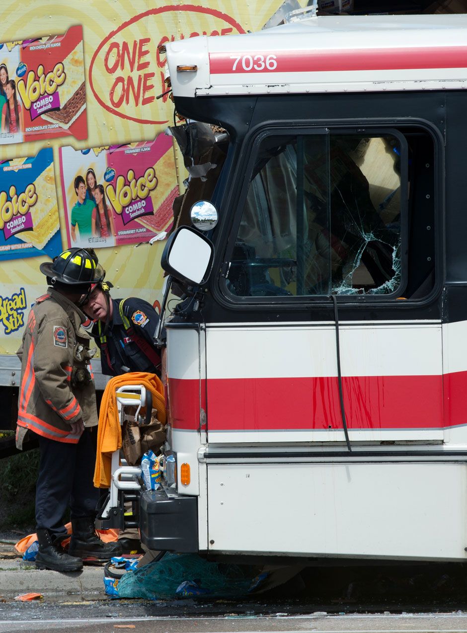 TTC bus crash leaves one dead and 12 injured after cube van slams into ...