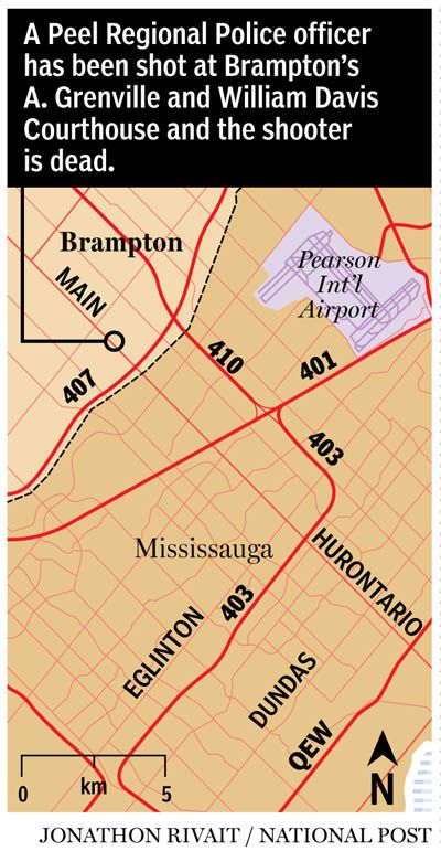 Brampton courthouse locked down after Peel police officer shot, shooter ...