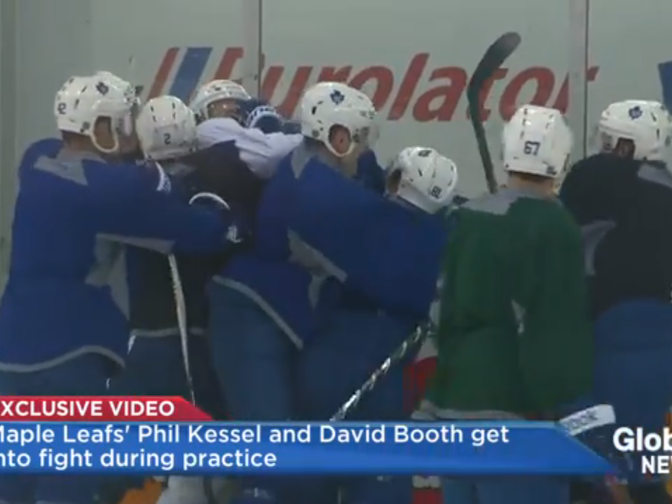 Toronto Maple Leafs' Phil Kessel, David Booth fight during practice ...