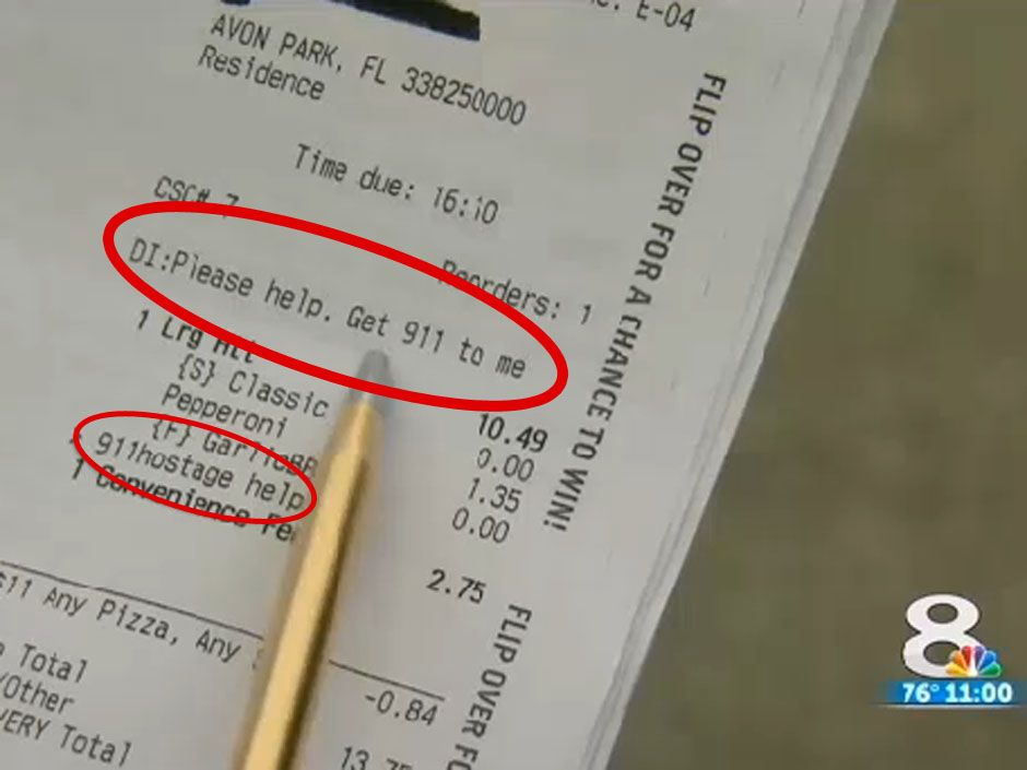 Pizza for 'Please help. Get 911': Hostage rescued after sending police ...