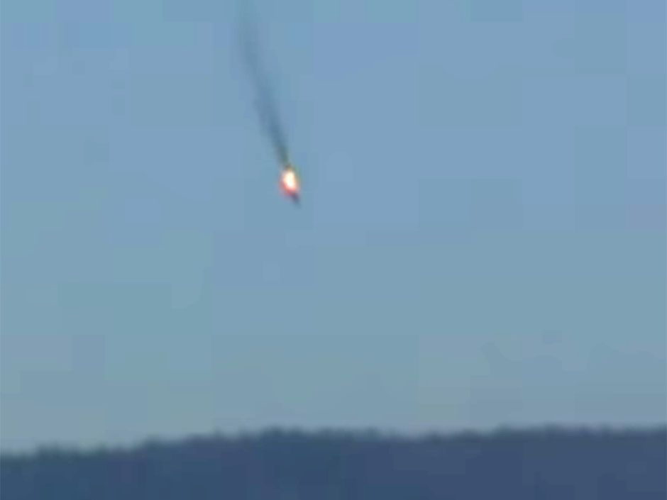 Video shows Russian warplane on fire as it plunges into hillside after ...