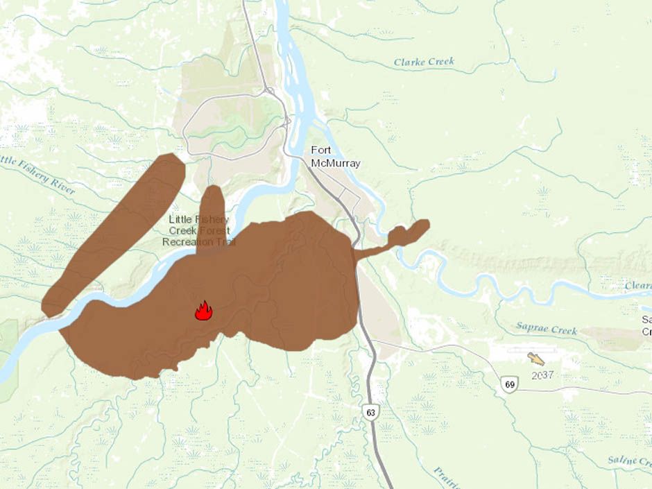 As-it-happens fire map shows how far the out of control Fort McMurray ...