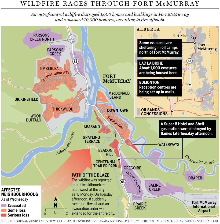 1,600 structures lost in Fort McMurray as fire consuming city grows to ...