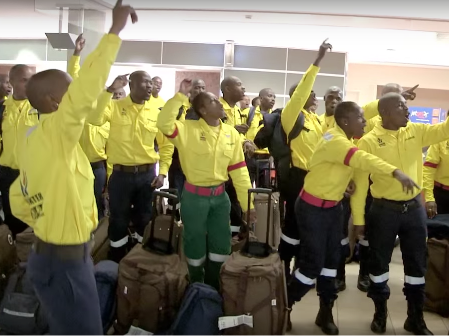 Shocked that tired South African firefighters burst into song before ...