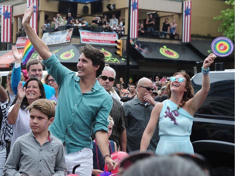Prime Minister Justin Trudeau marches with his family in Vancouver ...