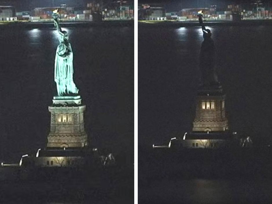 An 'ominous sign of the times'? Statue of Liberty mysteriously goes ...