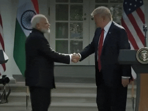 India's PM Narendra Modi meets Donald Trump with his signature greeting ...