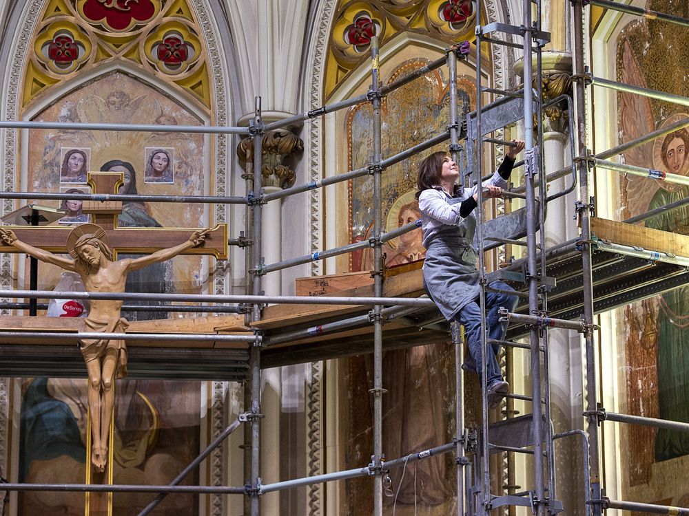Uncovering of cathedral's spectacular murals reveals remnants of 1917 ...