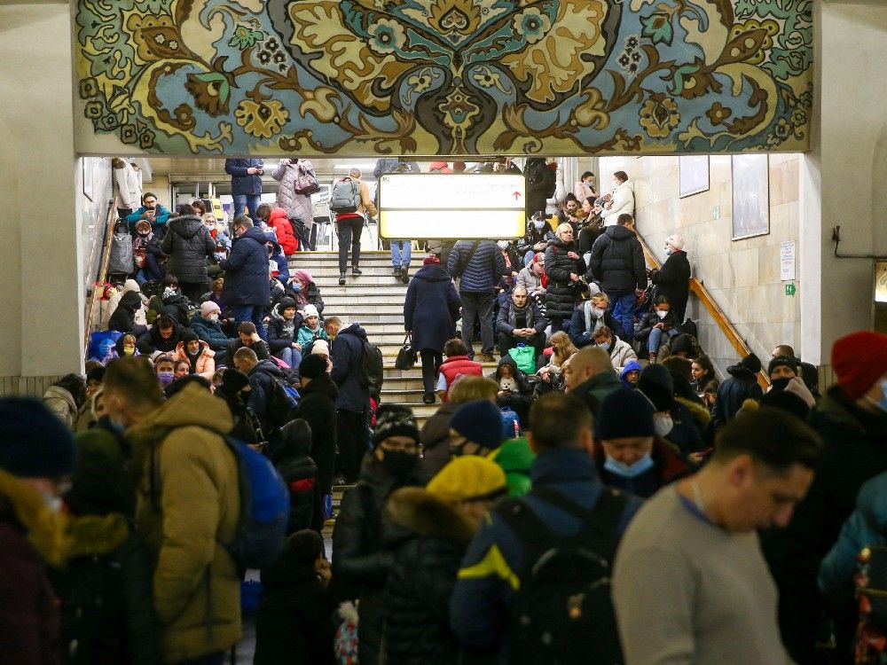 Scenes from a war zone: Subway stations in Ukraine used as bomb ...