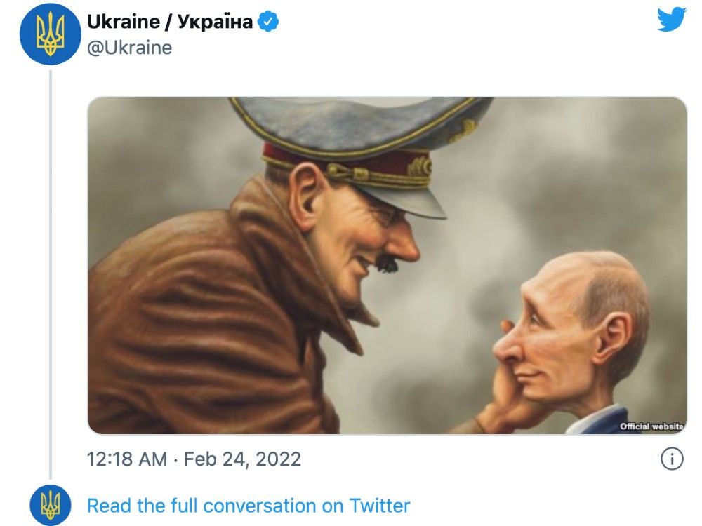 In the battle of official Twitter accounts, score this one for Ukraine ...