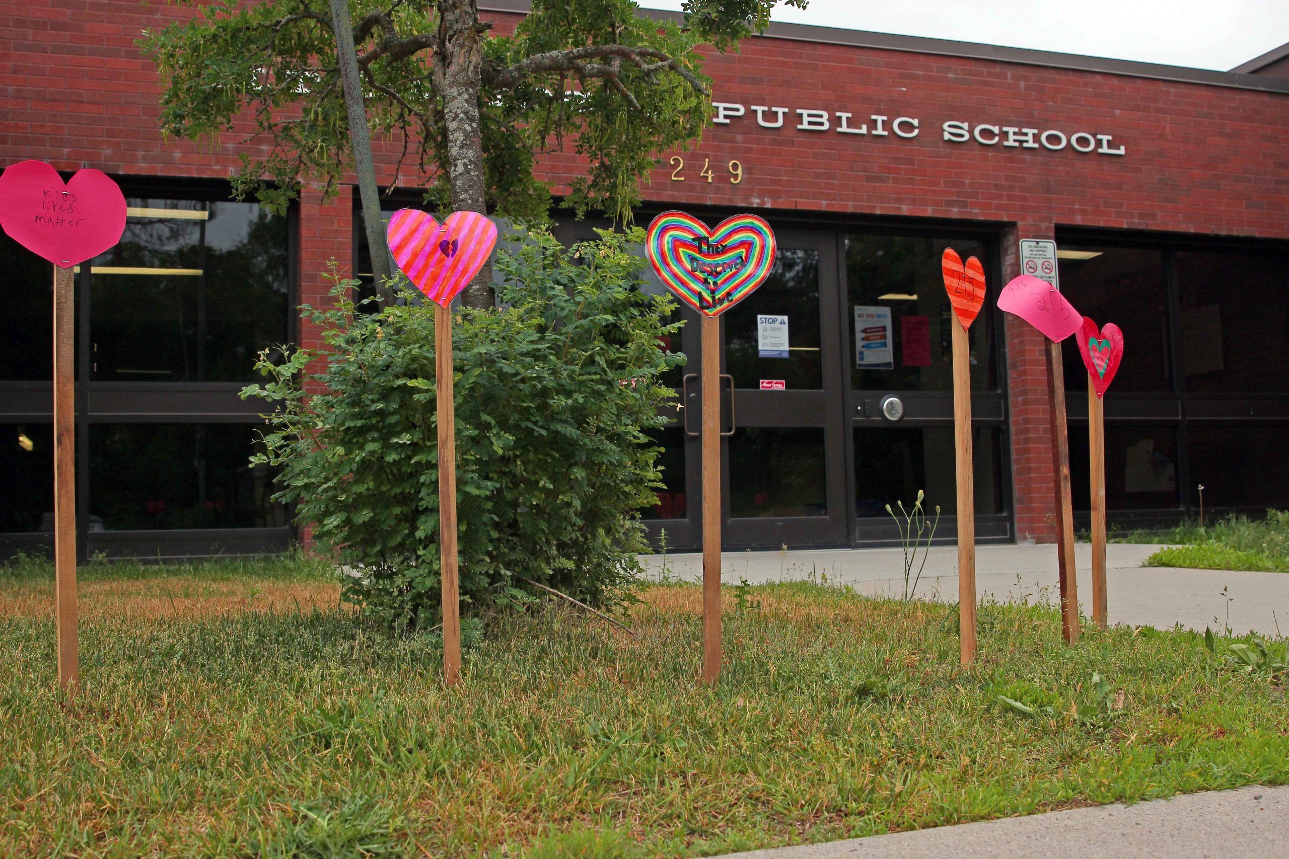 Hearts for residential school children planted at Callander school ...
