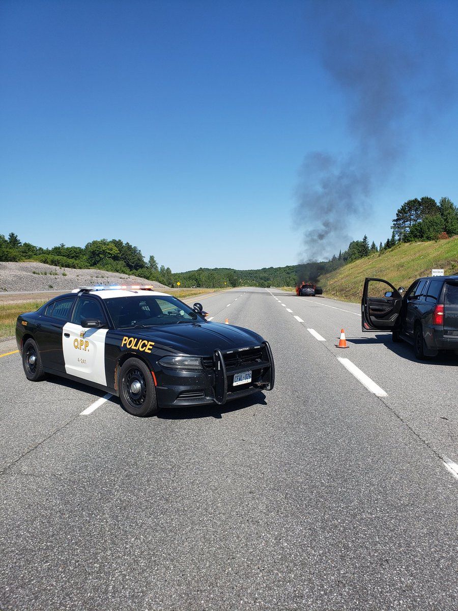 Car fire on Highway 11; no injuries - UPDATED | North Bay Nugget