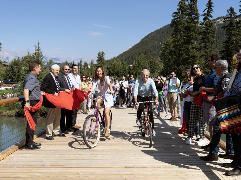 Hundreds participate in opening of Banff's new connector Bridge | Bow ...
