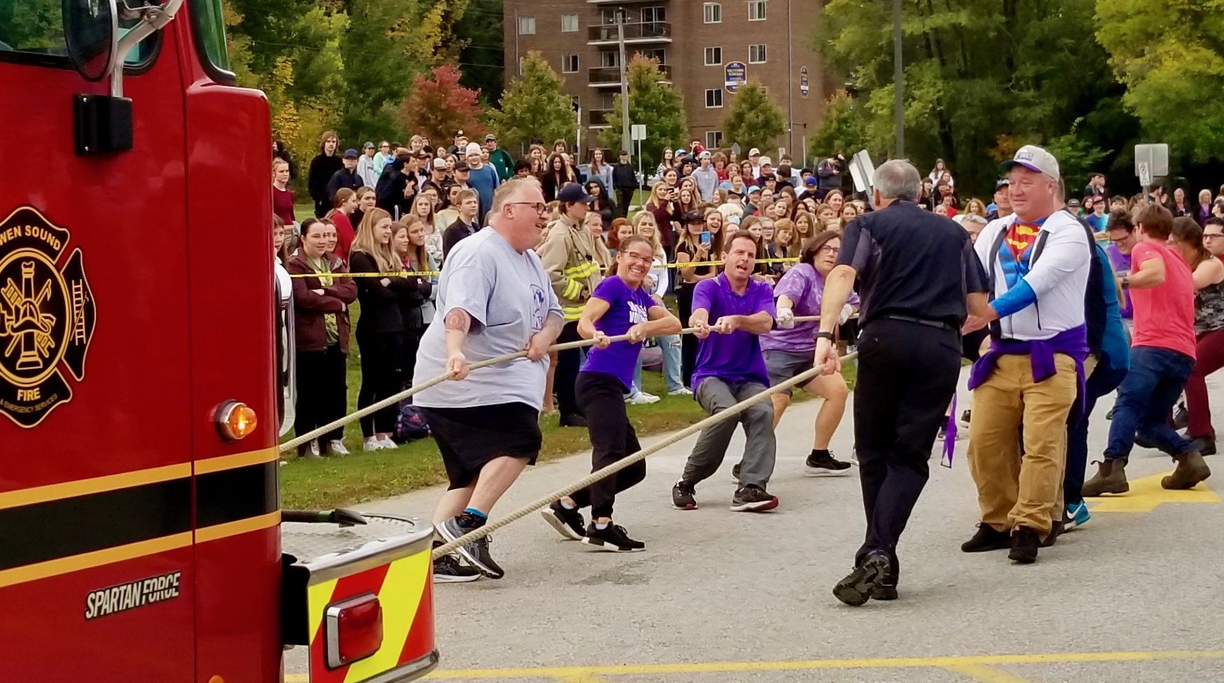 Students pull fire truck for Terry Fox at OSDSS Thursday | Owen Sound ...