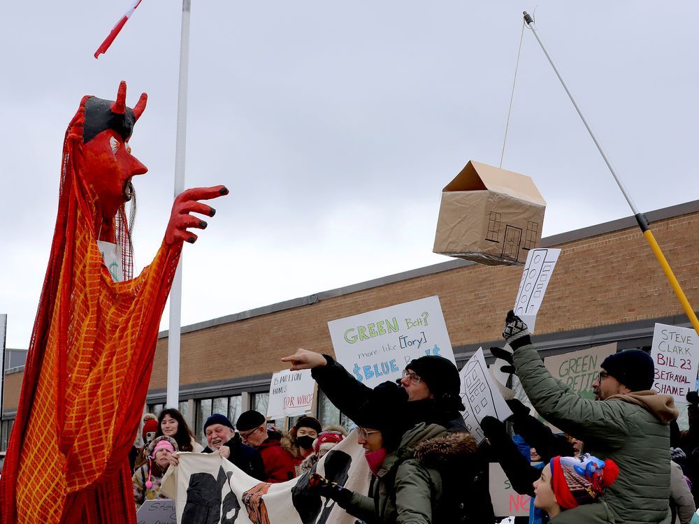 'Devil is in the details': Protest takes aim at Clark | Brockville ...