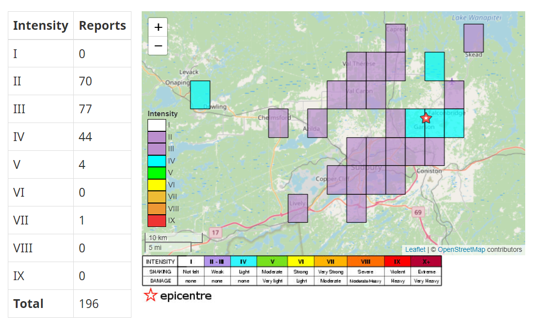 Earthquake related to activity at Garson Mine: Earthquakes Canada ...