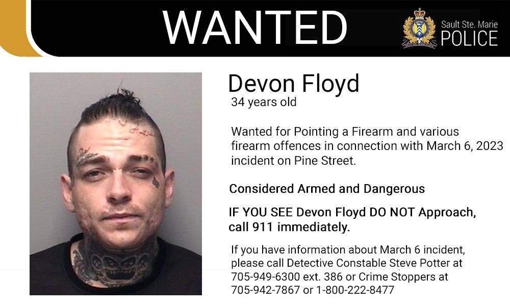 Devon Floyd wanted for firearm incident on Pine Street | Sault Star