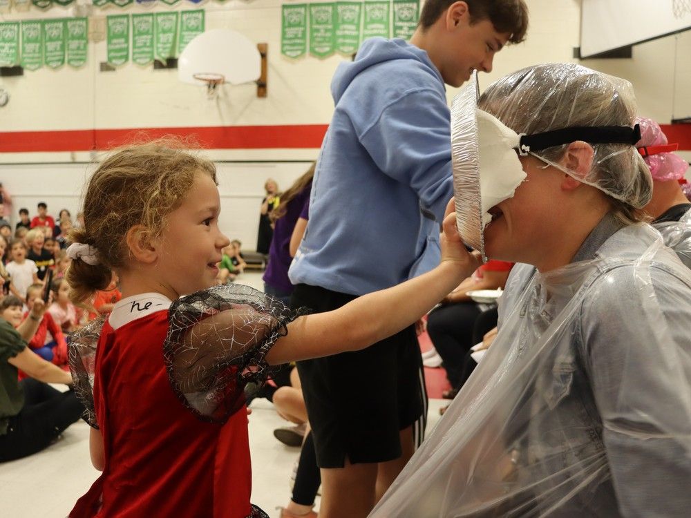 Sarnia school staff take pies in the face to aid charity | The ...
