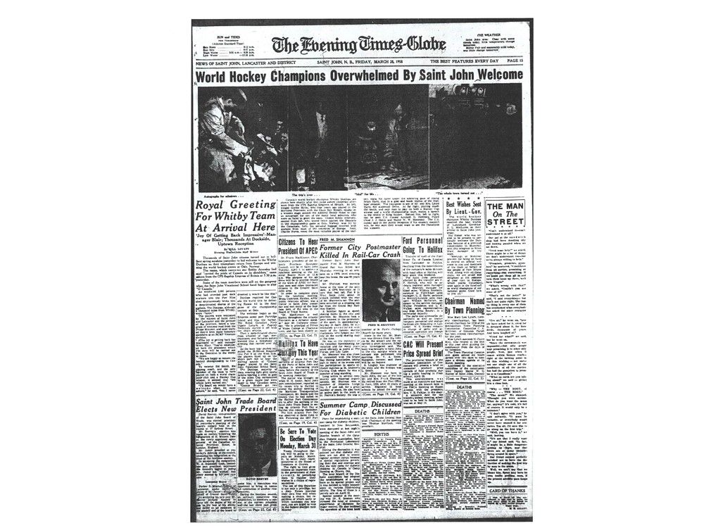 David Goss: Then world hockey champions score in Saint John | Telegraph ...