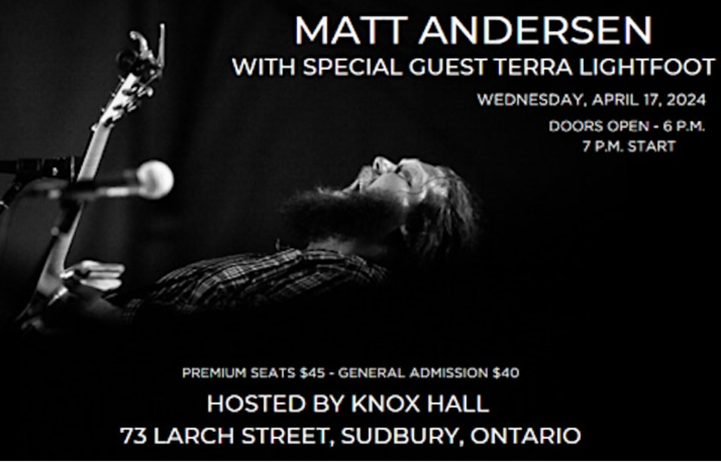 Knox Hall welcomes Matt Andersen to its stage April 17 | Sudbury Star