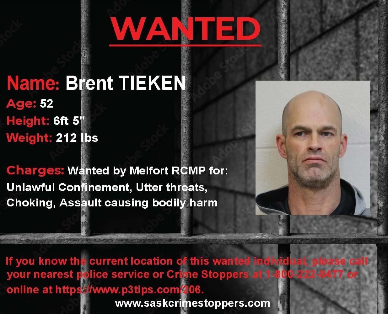 Melfort RCMP looking for wanted man Brent Tieken, 52 | Melfort Journal