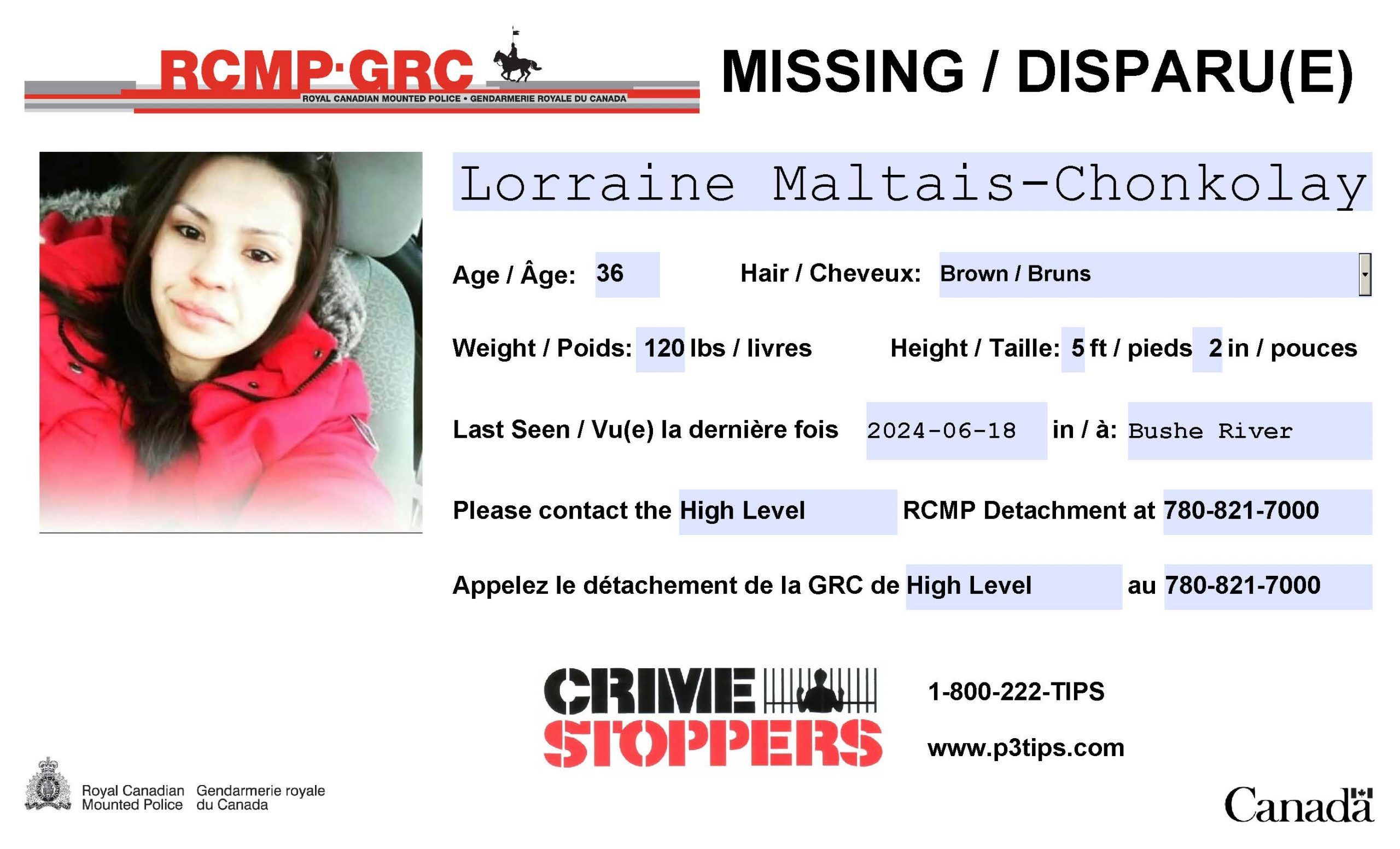 High Level RCMP report missing female, 36 years old | Grande Prairie ...