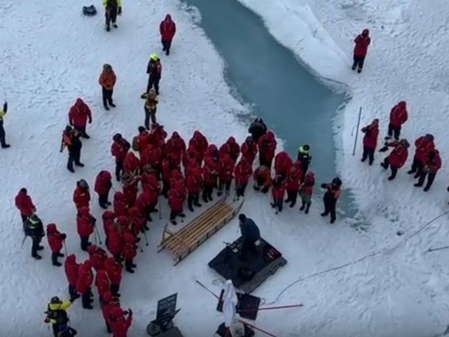 Sarnia's Mike Stevens performs on the ice at the North Pole | The ...