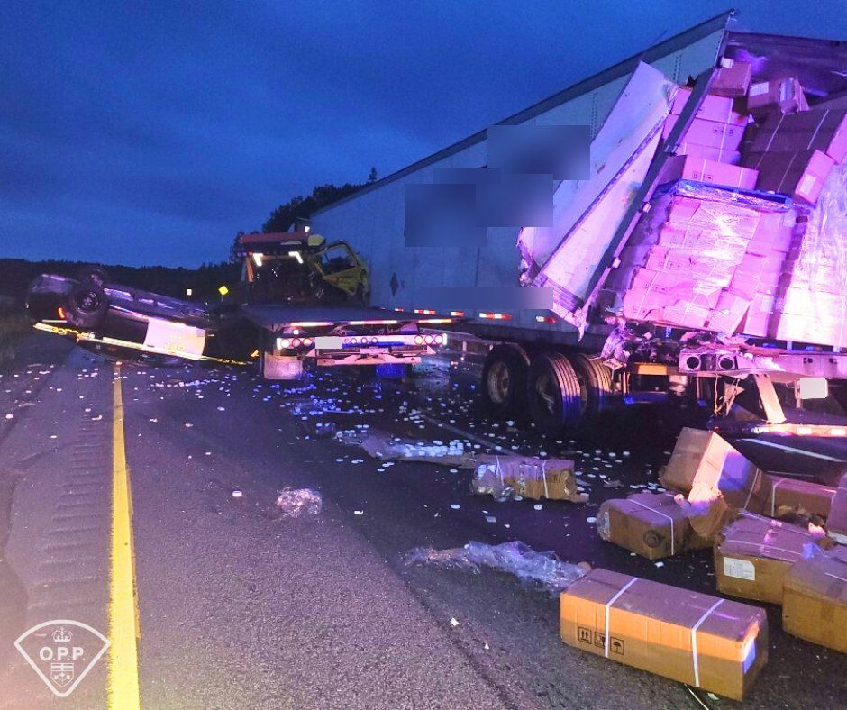 Tow truck carrying OPP cruiser strikes tractor trailer-Updated | North ...