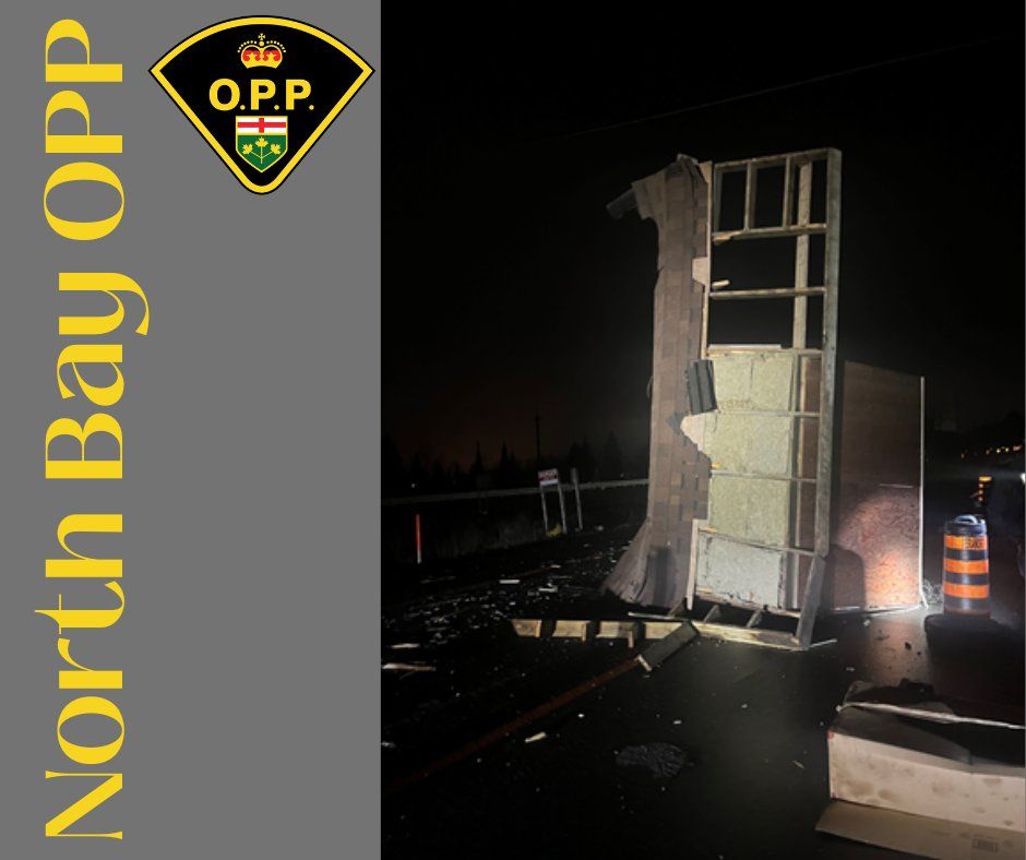 Large wooden structure and debris left blocking Highway 11 | North Bay ...