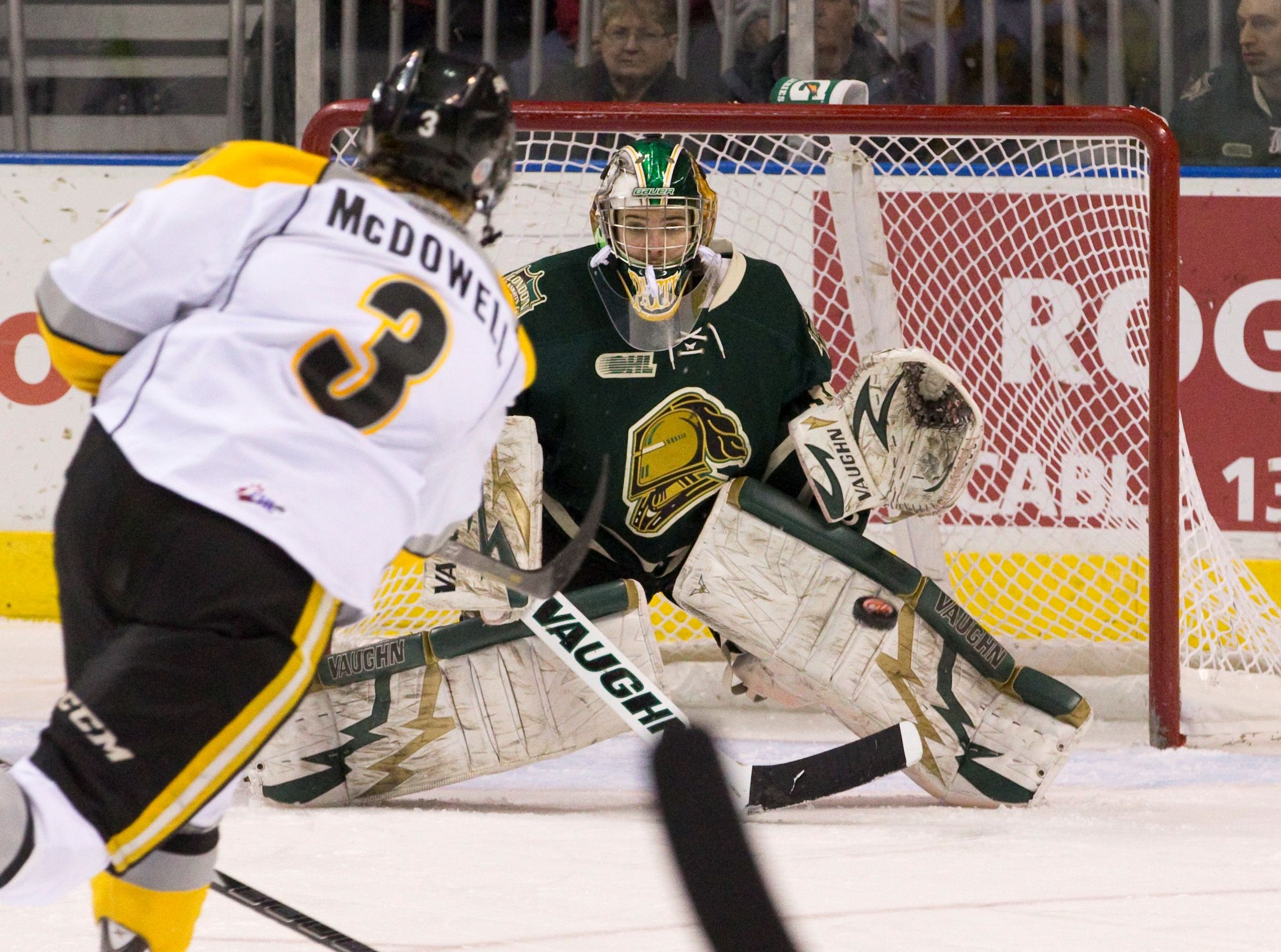 Sault’s Jake Patterson, former London Knights goalie, passes at 31 ...