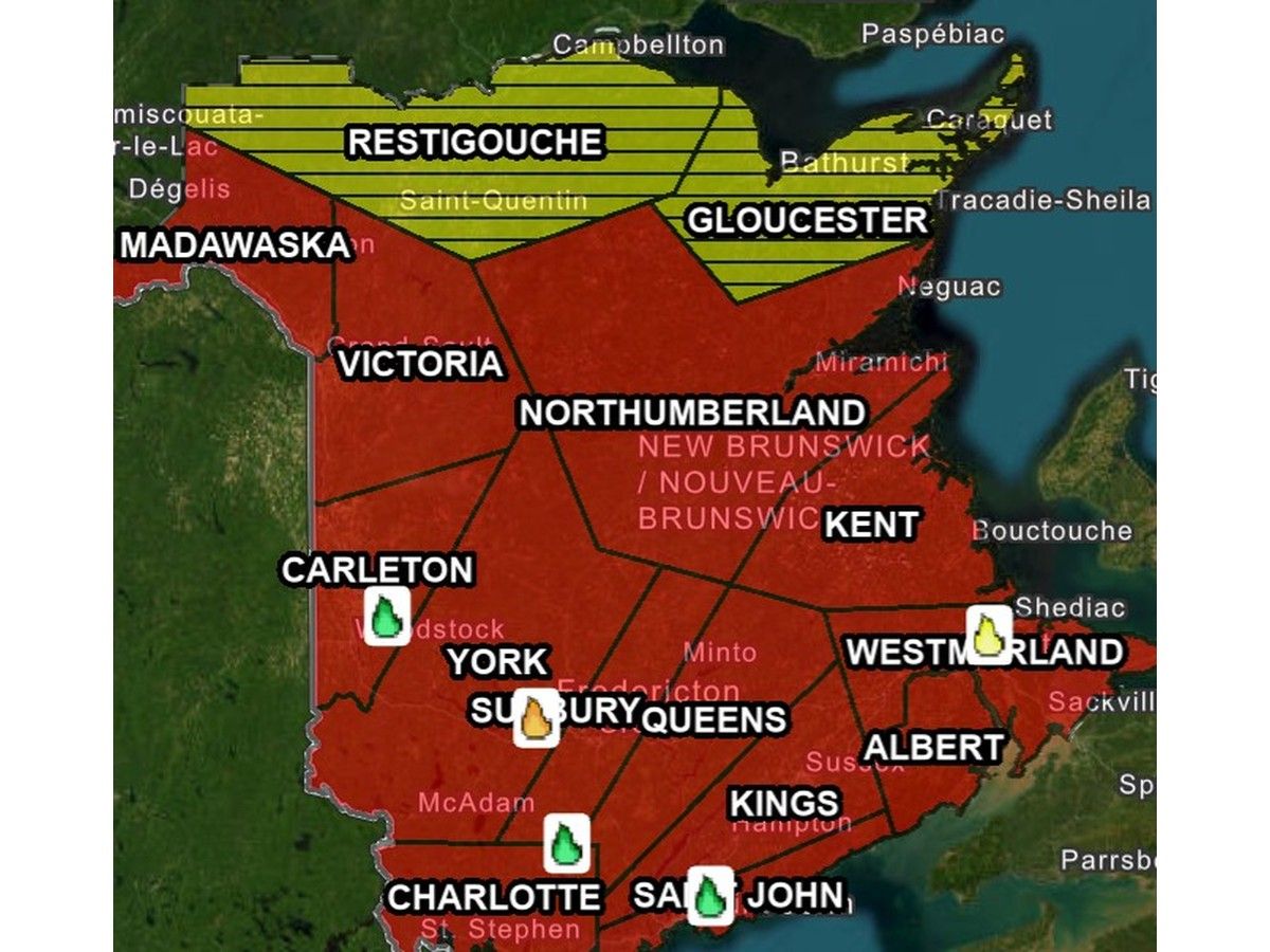 N.B. under 'no-burn' order with five fires burning Friday | Telegraph ...