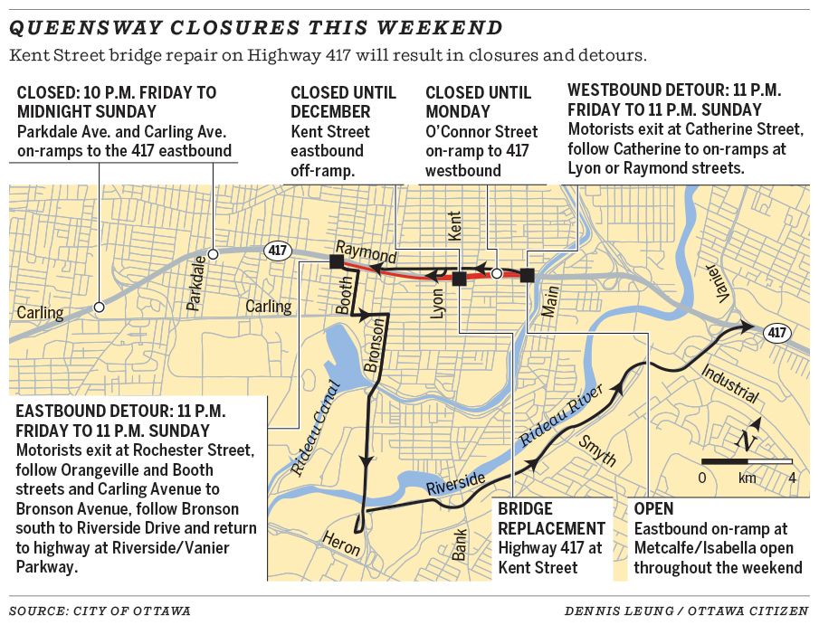 48-hour Queensway closure means weekend traffic headaches | Ottawa Citizen