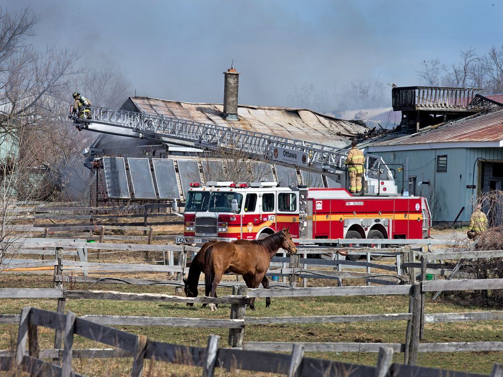 Crews battling 2nd alarm barn fire on Franktown Road | Ottawa Citizen