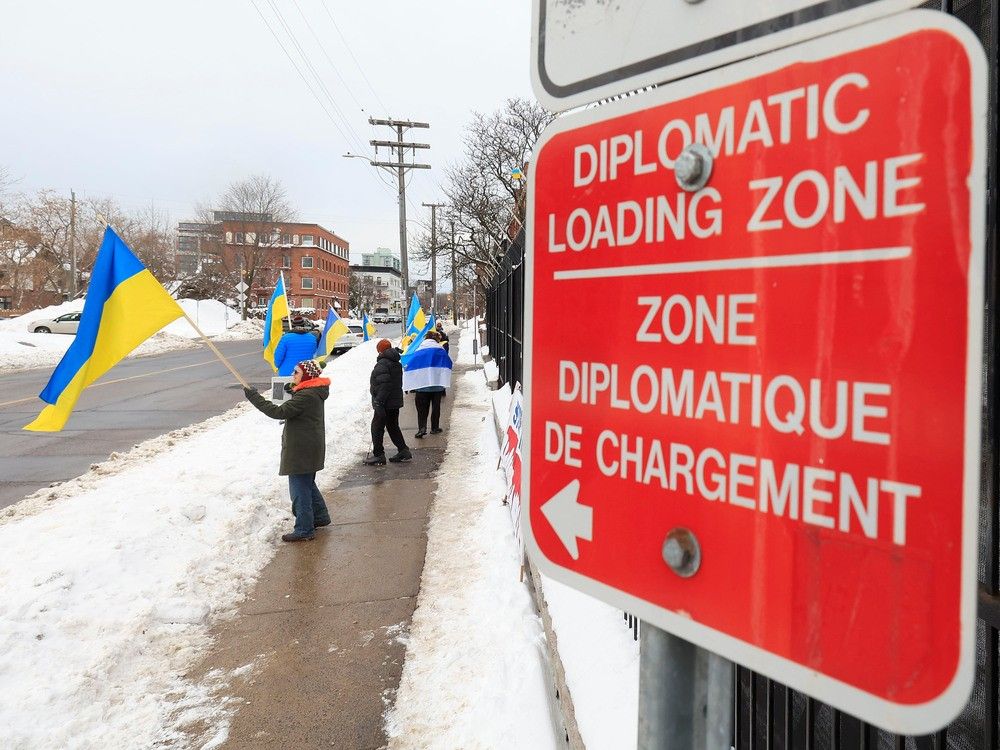 Protests against war in Ukraine continue at Russian Embassy in Ottawa ...