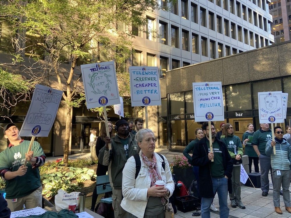 Public servants rally as new return-to-office mandate takes effect ...