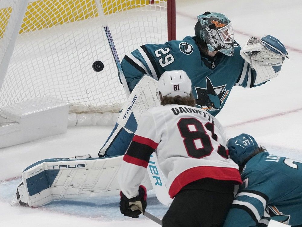 Linus Ullmark takes a bite out of Sharks as Senators steal 4-3 win ...