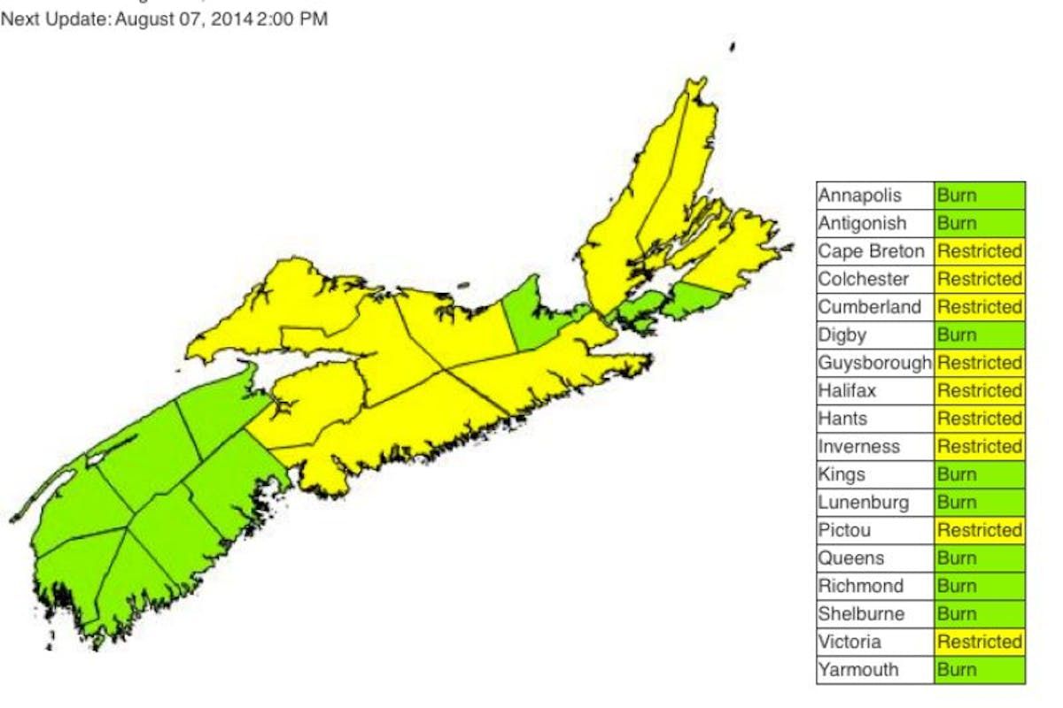 Aug. 6: Burning restrictions for part of western Nova Scotia Gallery | PNI Atlantic News